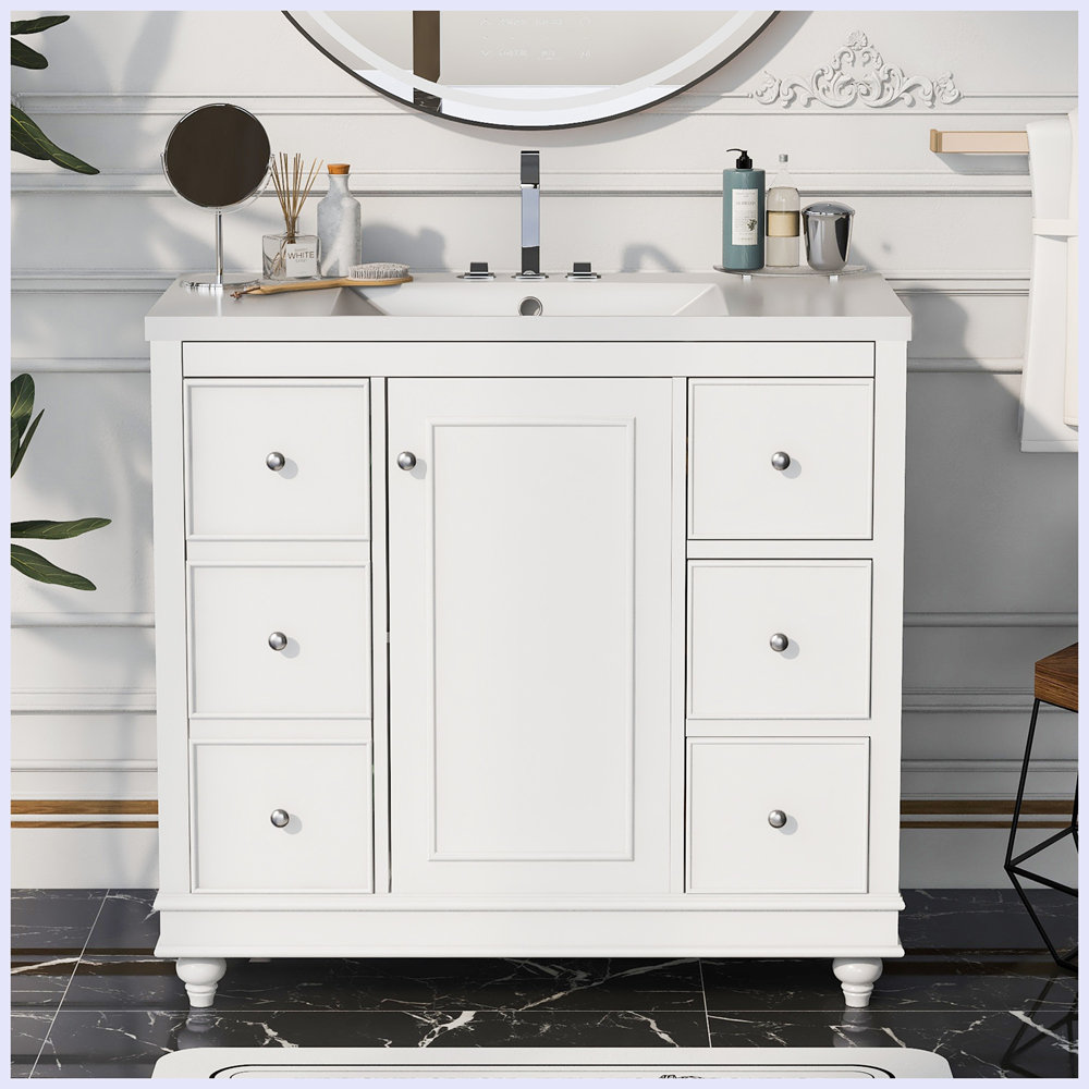 awesomeview Modern Bathroom Vanity Cabinet With Sink and Adjustable ...