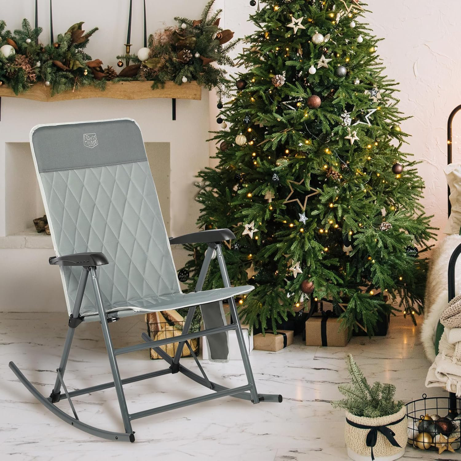 Freeport Park® Kahl Adjustable Rocking Camping Chair, Padded High Back ...