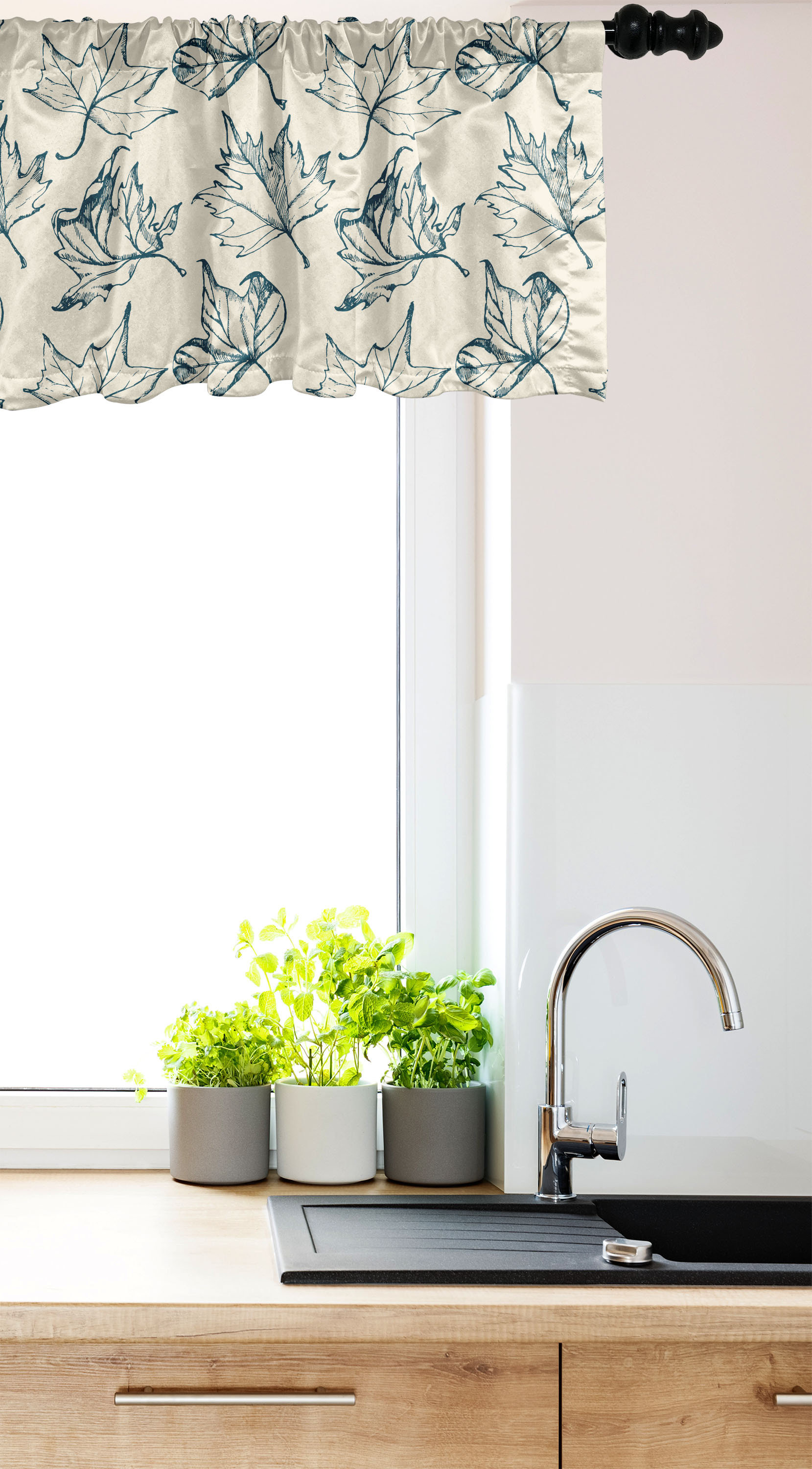 Ambesonne Sketch Valance Pack of 2 Hand Drawn Botany Motifs Dark Teal ...