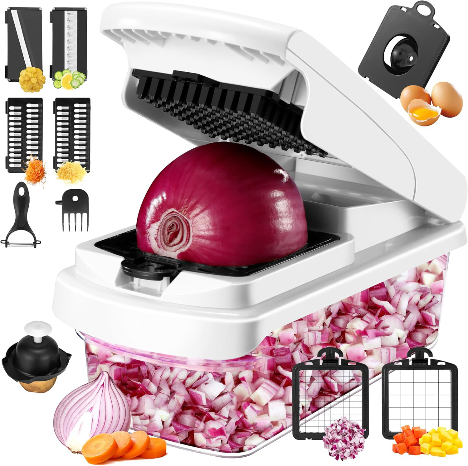 Elaine Mercure Vegetable Chopper,12 In 1 Multifunctional Food Chopper ...