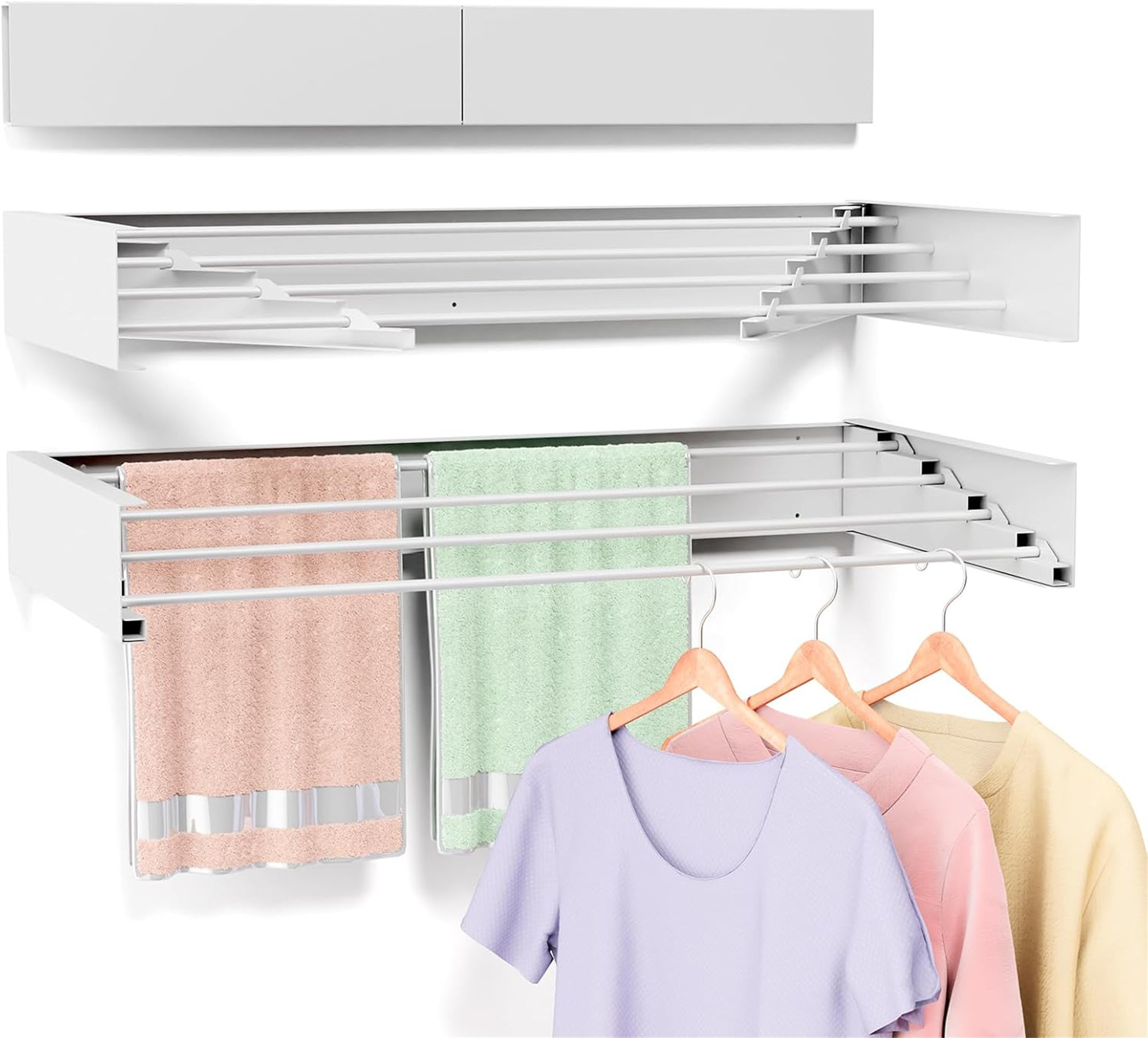 doitbest Collapsible Wall Mounted Drying Rack - 23.6", 4 Rods, 60 Lb ...