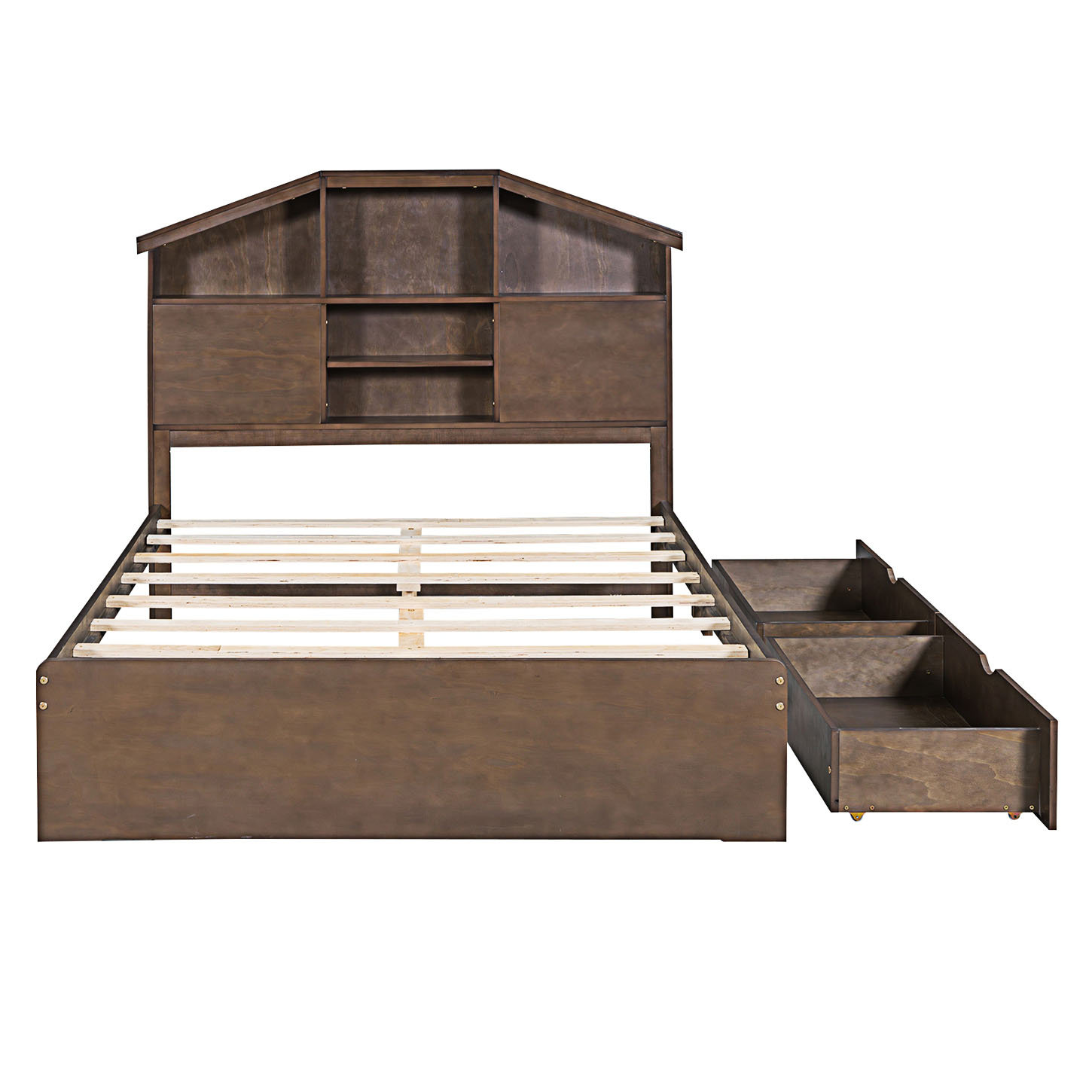 Red Barrel Studio® Platform Bed With House-Shaped Storage Headboard And ...