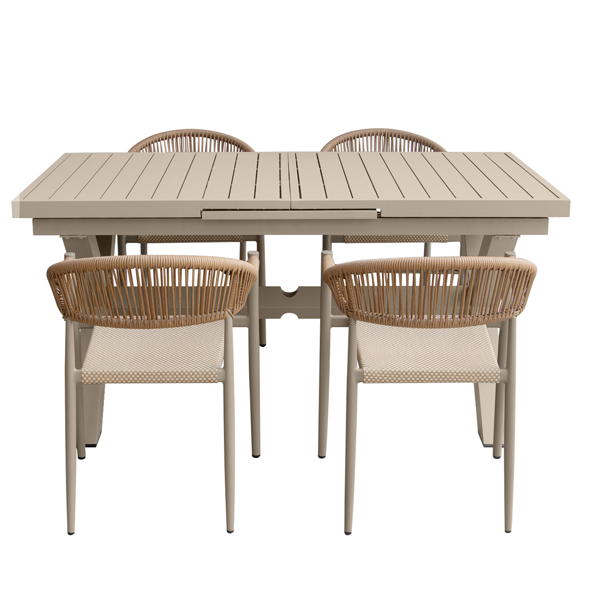Ericimi 4 Person Stacking Patio Dining Armchair With Extendable Table ...