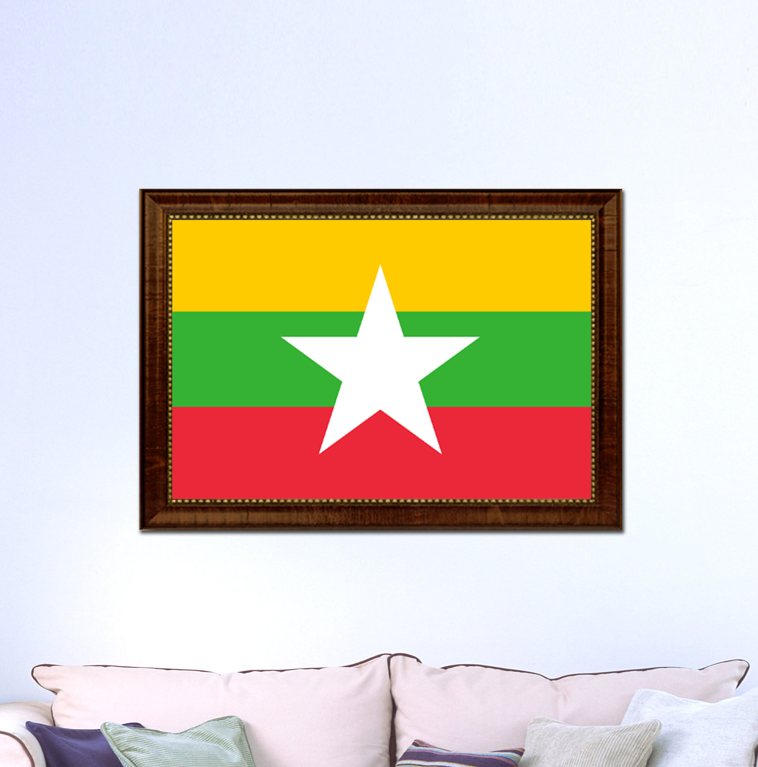 Spot Color Art Myanmar Country Flag - Picture Framed Graphic Art on ...