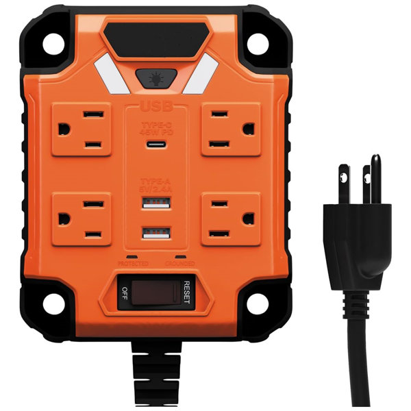 QUALITY FLOORING INC. Magnetic Power Strip With Surge Protector ...