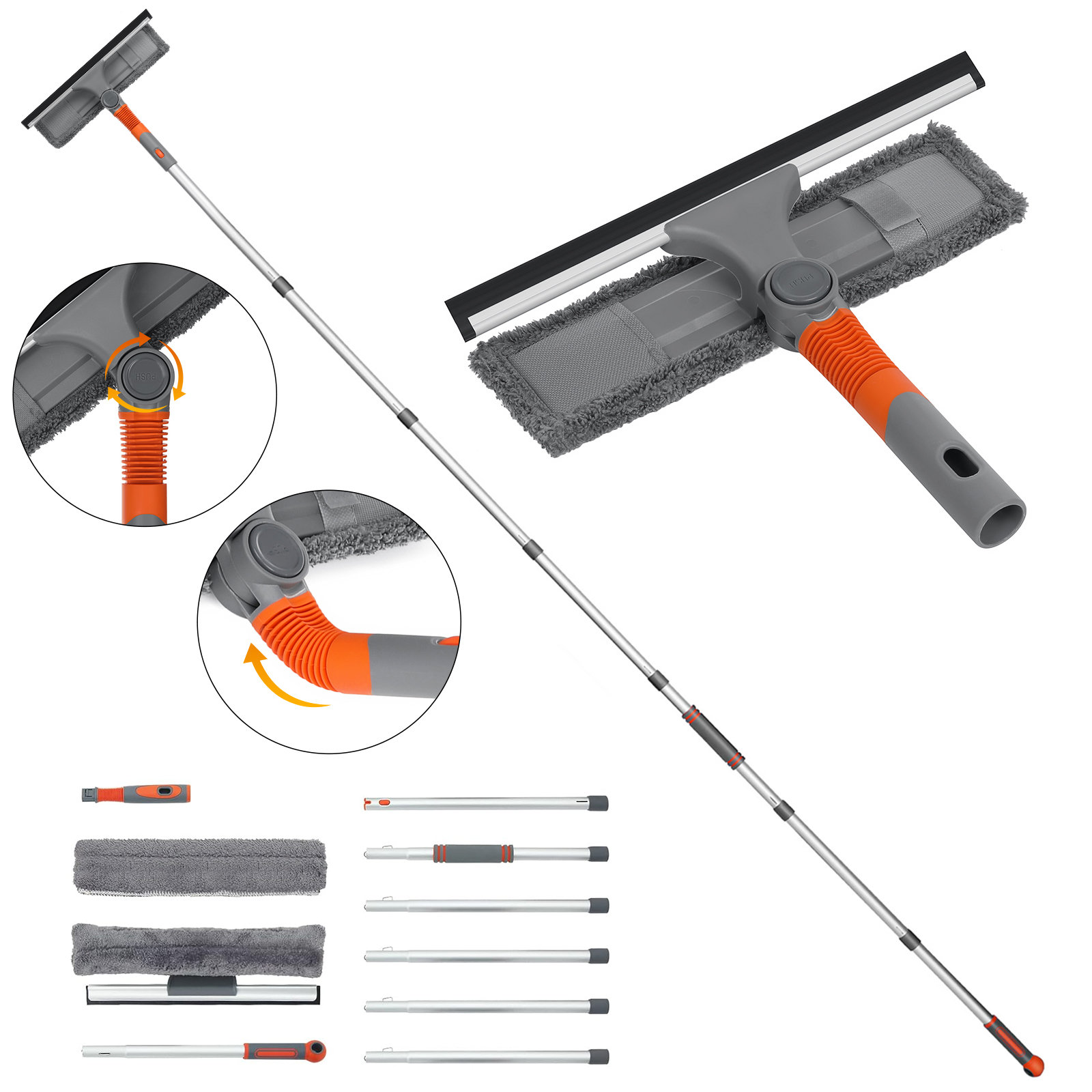 KingSo Squeegee Window Cleaner 2in1 Rotatable Window Cleaning Tool Kit ...