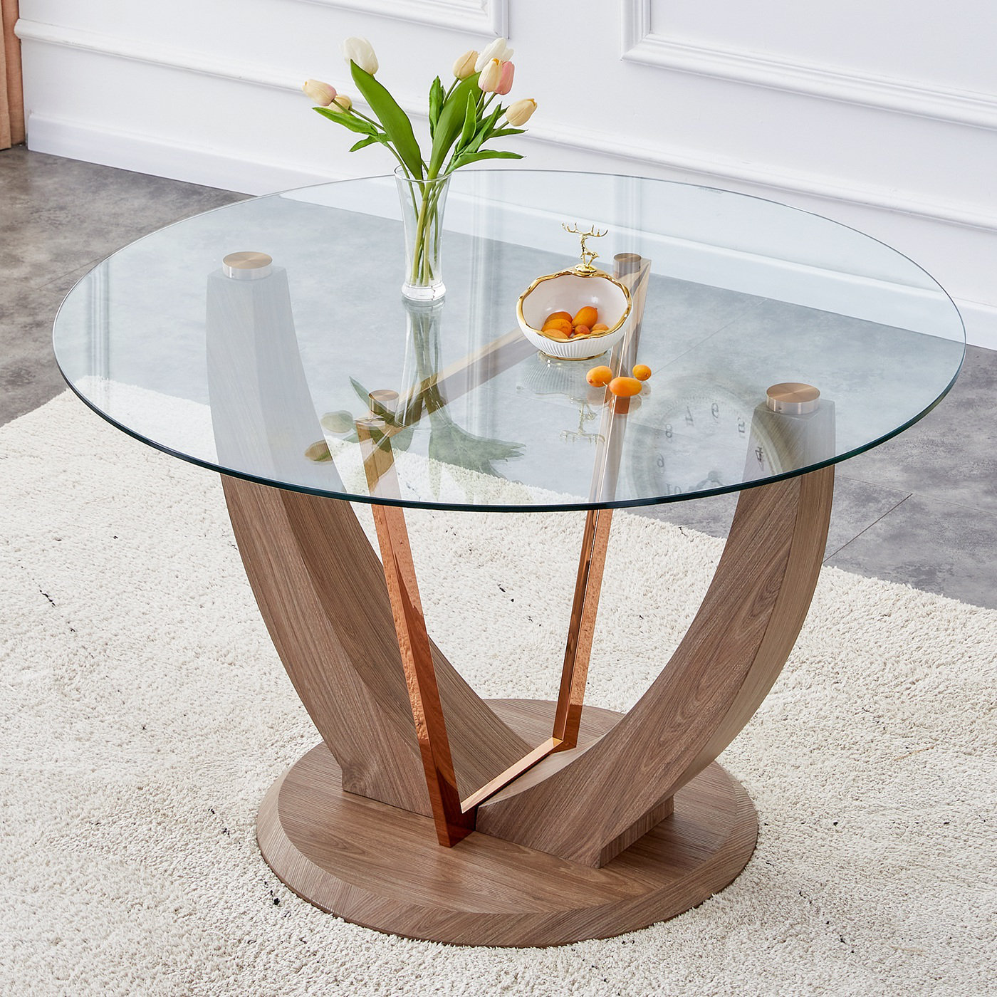 Ivy Bronx Kyale Round Glass Top Metal Base Dining Table - Wayfair Canada