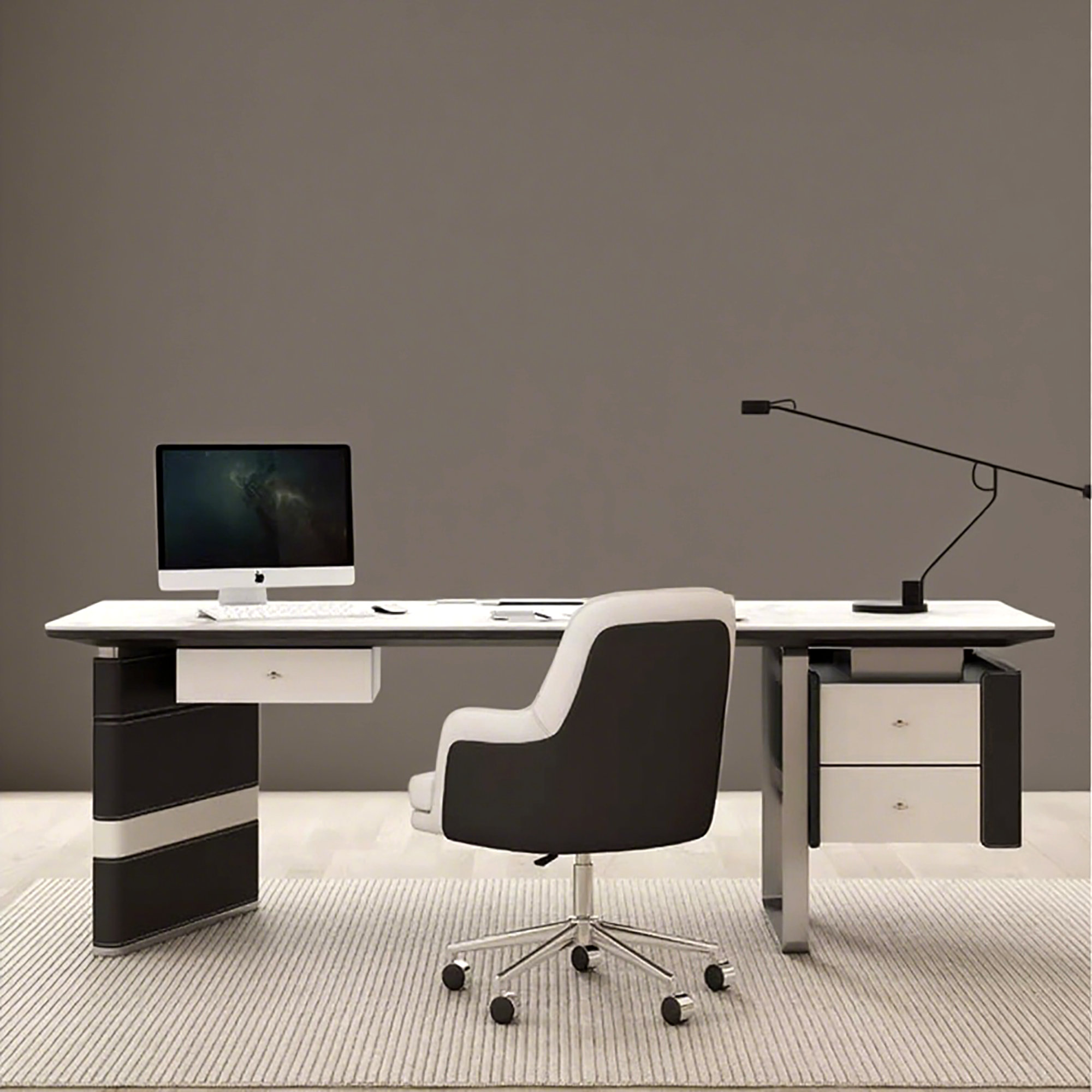 EliteFurnishings Sintered Stone Desk with Stainless Steel Legs ...