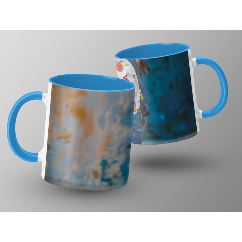 East Urban Home Kids Drawing Style 11oz Accent Mugs – White Ceramic ...