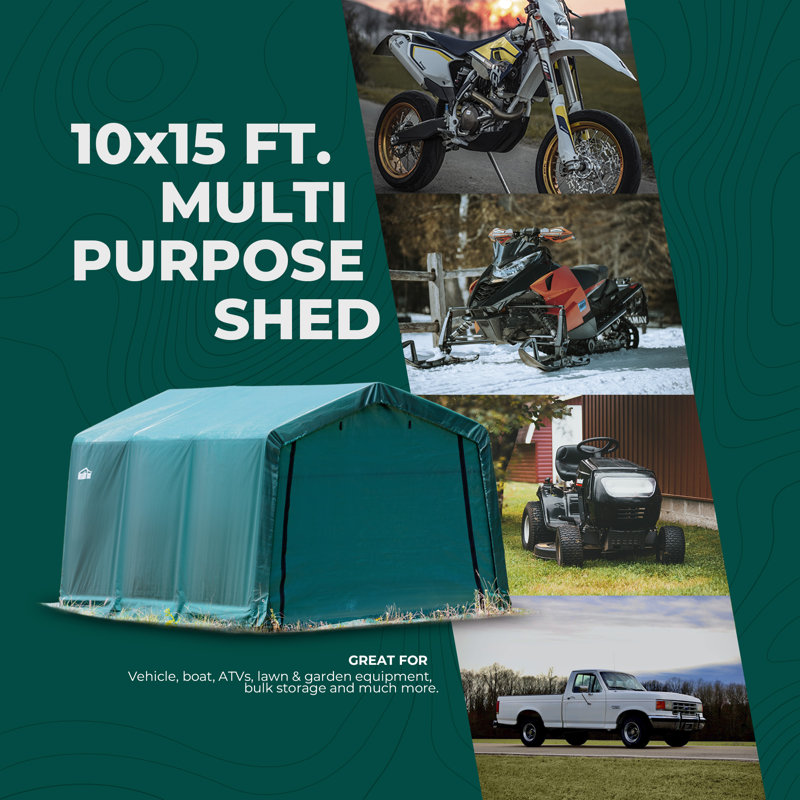WEATHERFAST Portable Steel Frame Storage Shed Carport & Reviews | Wayfair