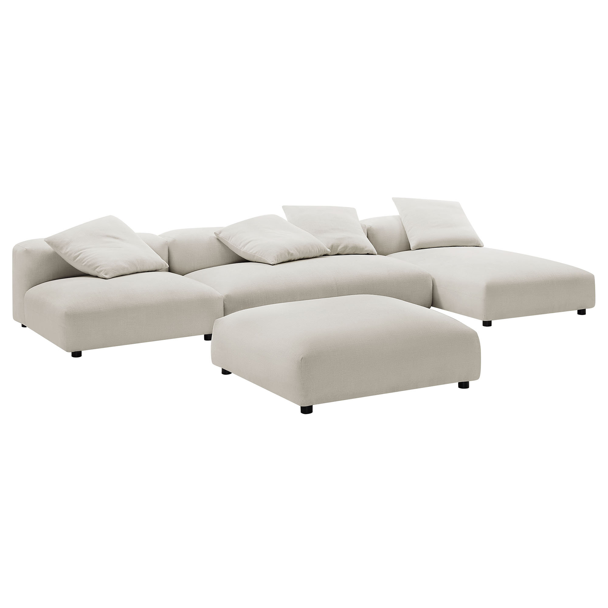 Modway Solace 4-Piece Modular Upholstered Fabric Sectional Sofa With ...