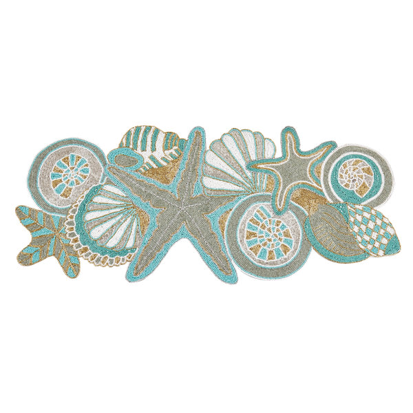 Saro Table Runner With Sea Shell Beaded Design | Wayfair