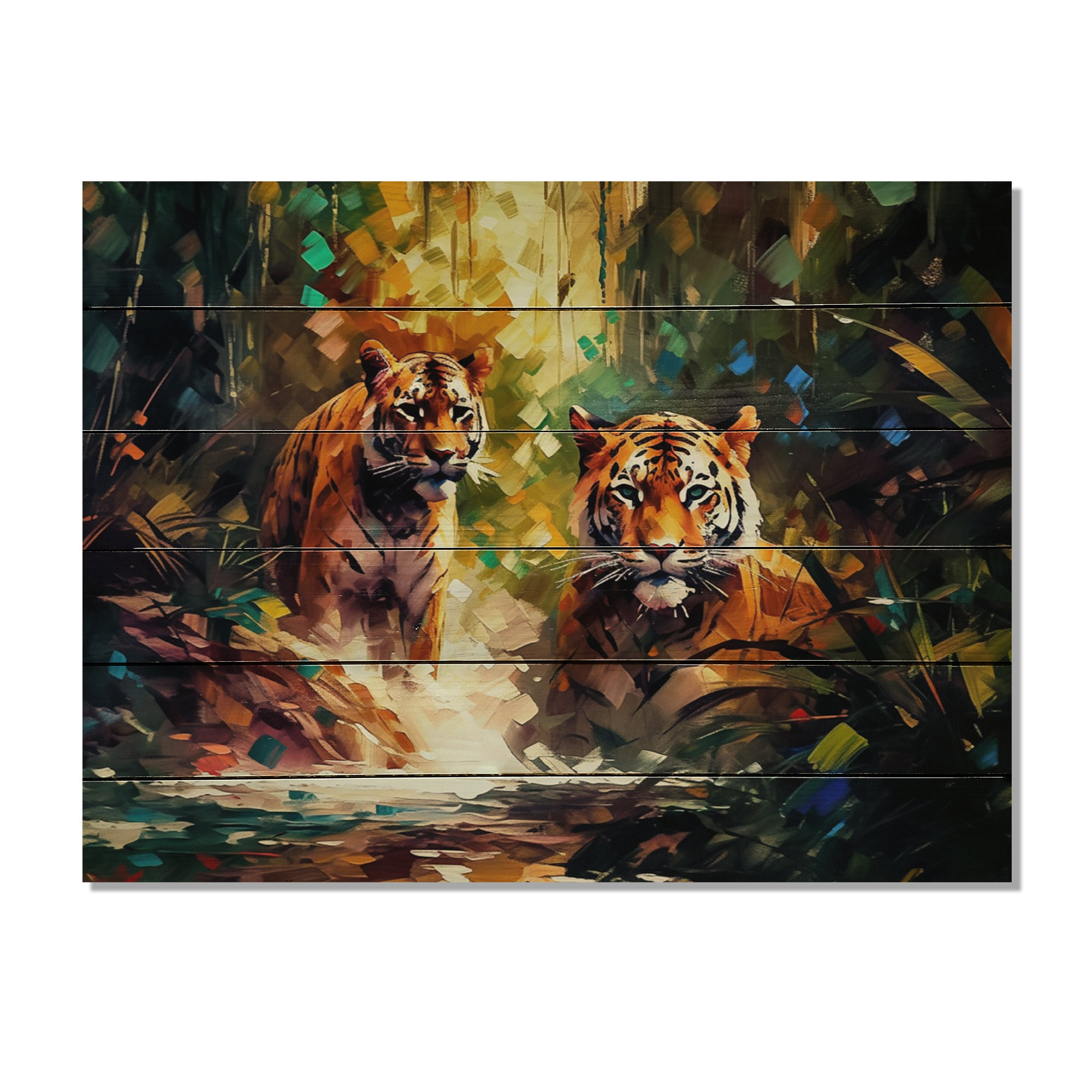 Bungalow Rose Colourful Tigers In The Wild - Animals Tiger Print on ...