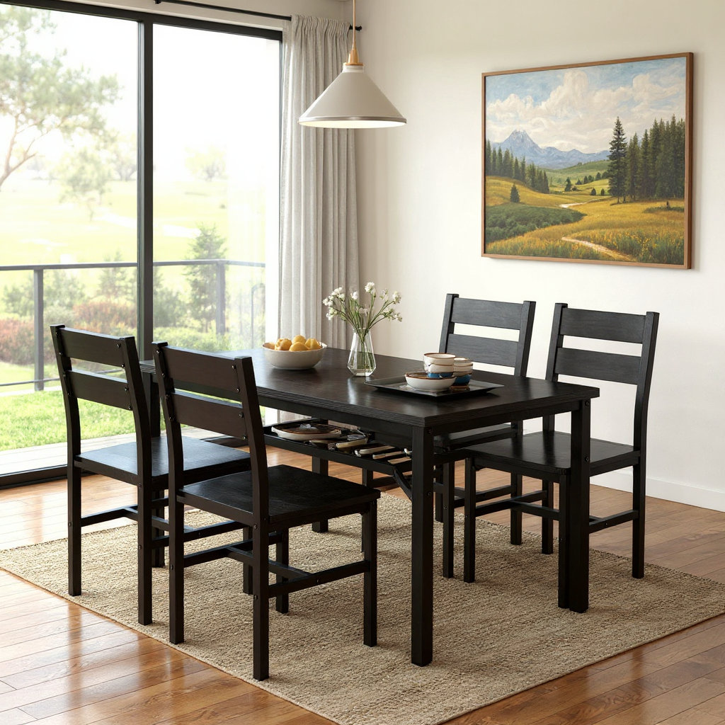17 Stories Modern Farmhouse Style 5-Piece Dining Room Table And Chairs ...