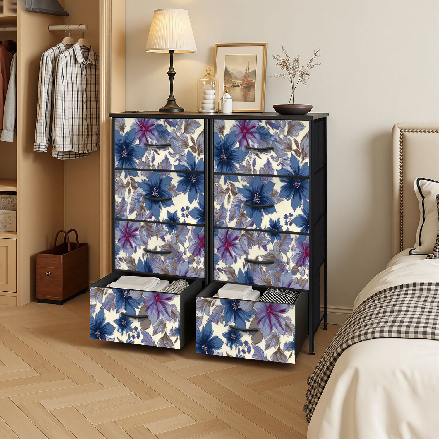 Ebern Designs 4 Drawer Vertical Storage Dresser Abstract Hand Drawn ...