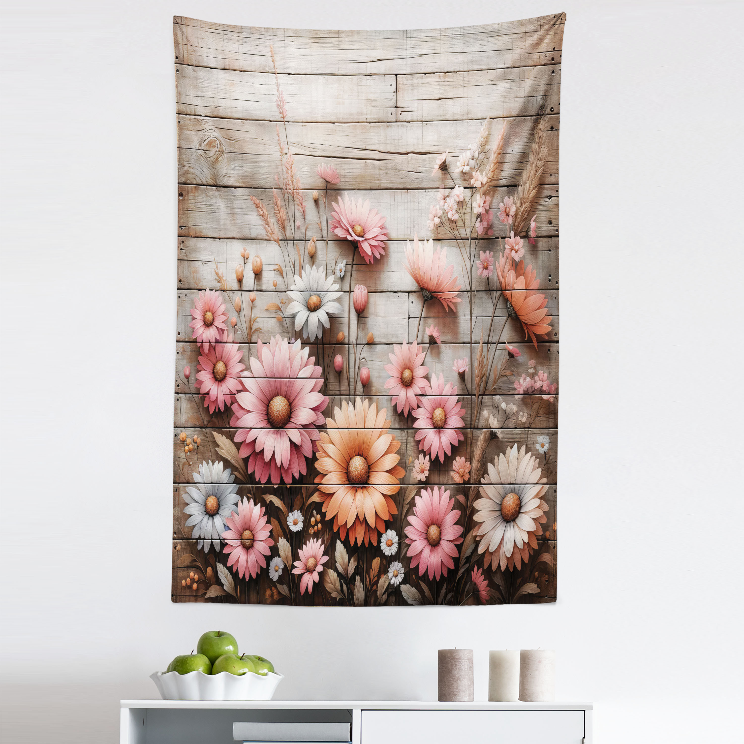 Winston Porter Rustic Cottagecore Meadow Flowers Pink Salmon and Pale ...