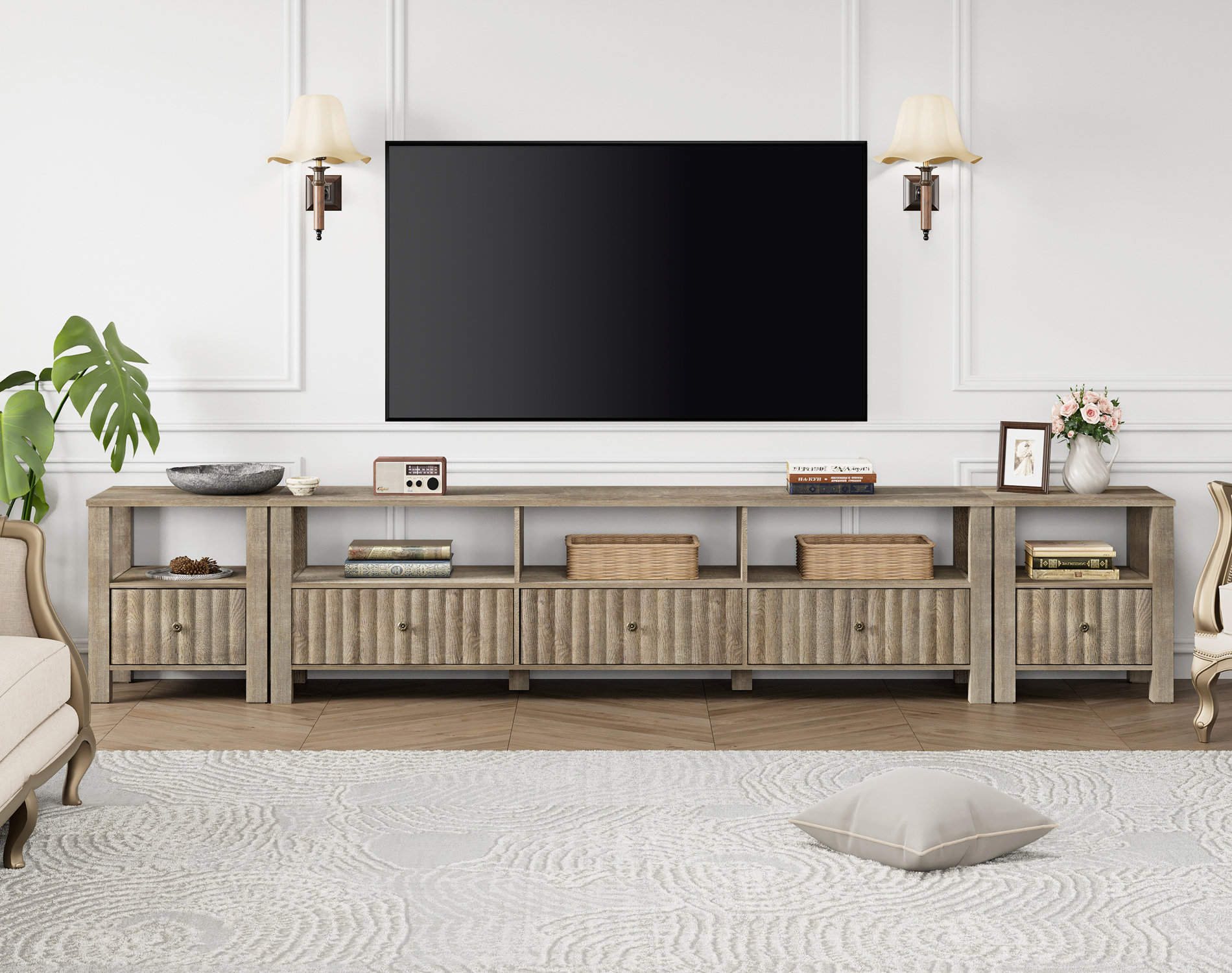 Millwood Pines Demiya 105.2'' W TV Stand & Reviews | Wayfair