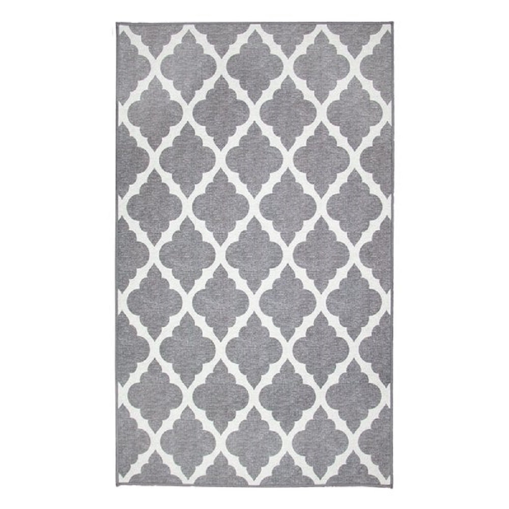 My Magic Carpet Moroccan Trellis Grey Geometric Flatweave Gray Area Rug ...