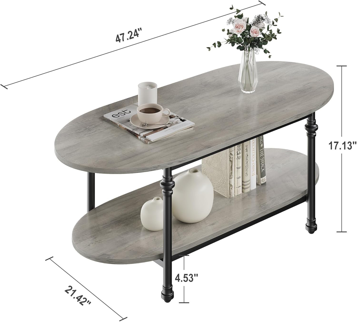 Williston Forge Coffee Table, 2 Tier Wood Oval Coffee Table | Wayfair