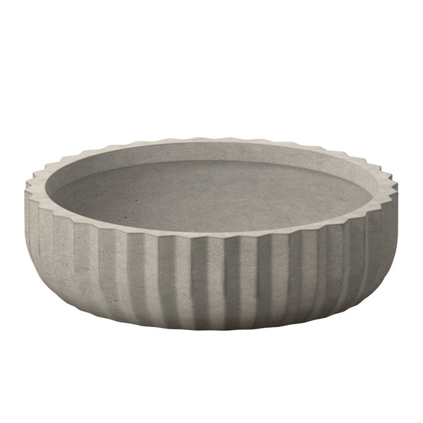 Ebern Designs Large Concrete Round Planter / Pot With Drainage Holes ...