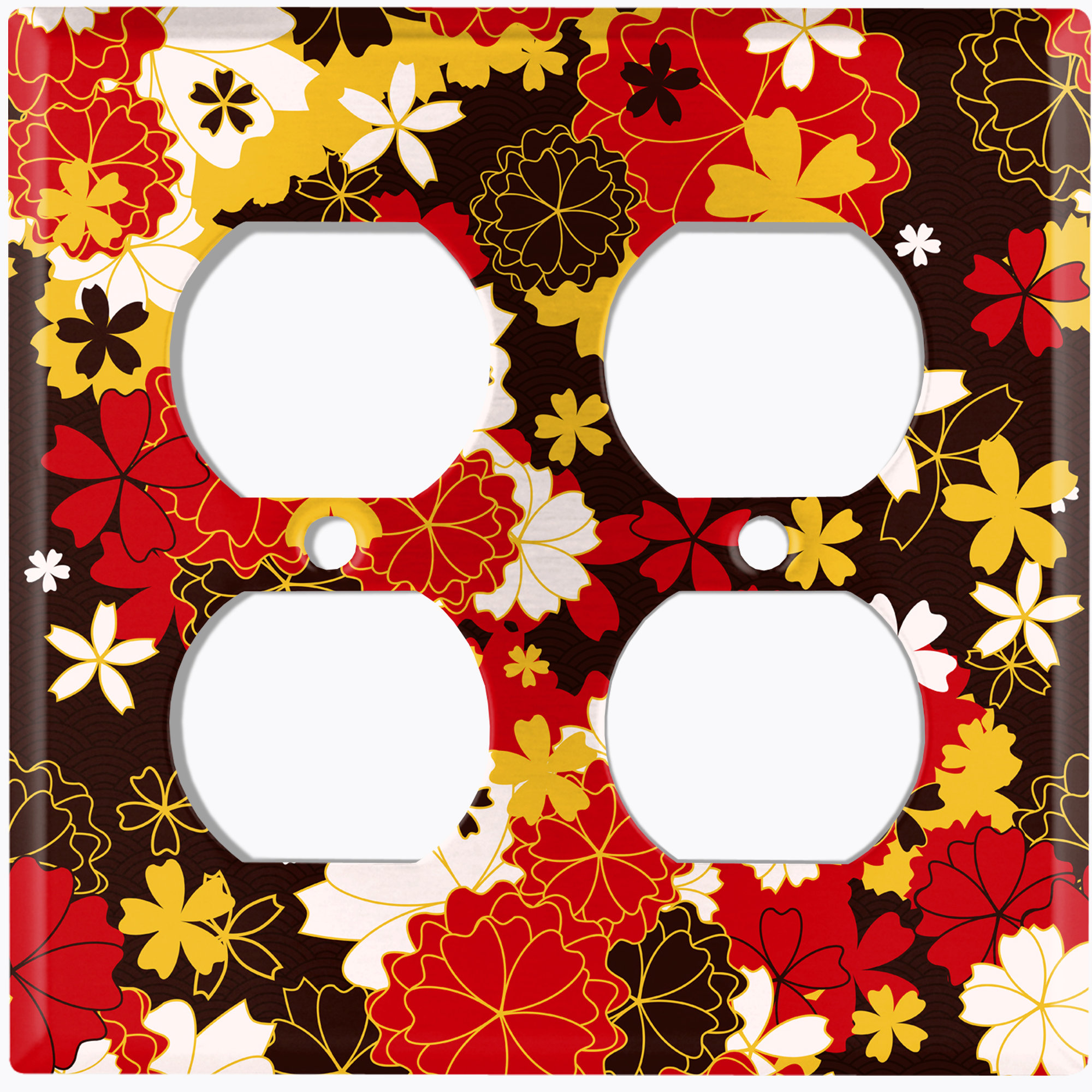 WorldAcc Metal Light Switch Plate Outlet Cover (Japanese Pattern Flower ...