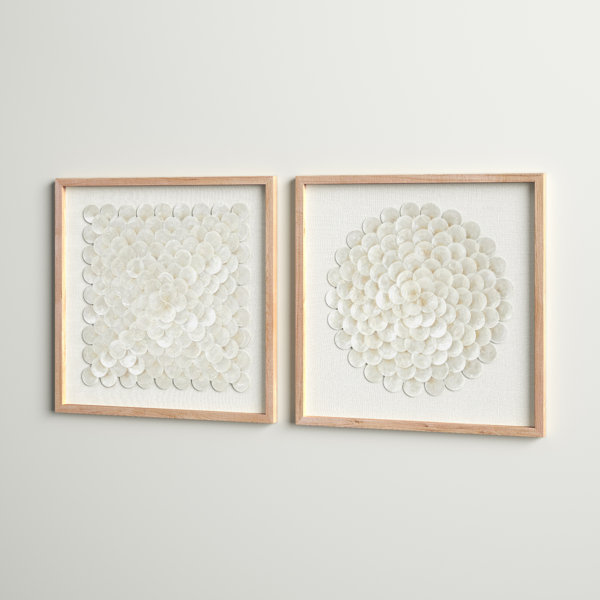 Sand & Stable 2 Piece Cream Shell Handmade Overlapping Shells Geometric ...