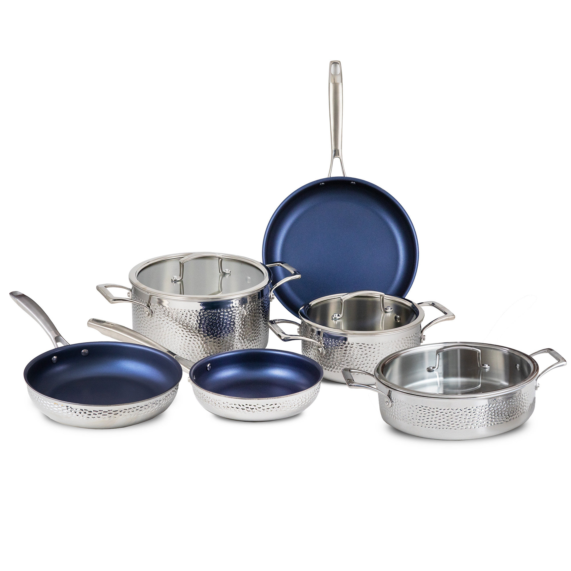 Blue Jean Chef 9 - Piece Non-Stick Stainless Steel Cookware Set | Wayfair