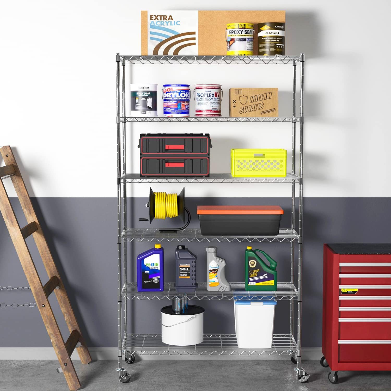 Rebrilliant Heavy Duty Adjustable Wire Shelving Unit With Levelling ...