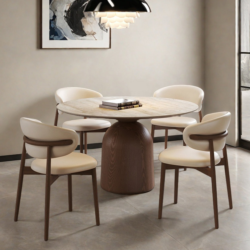 Elamer French style retro simple round dining table set | Wayfair
