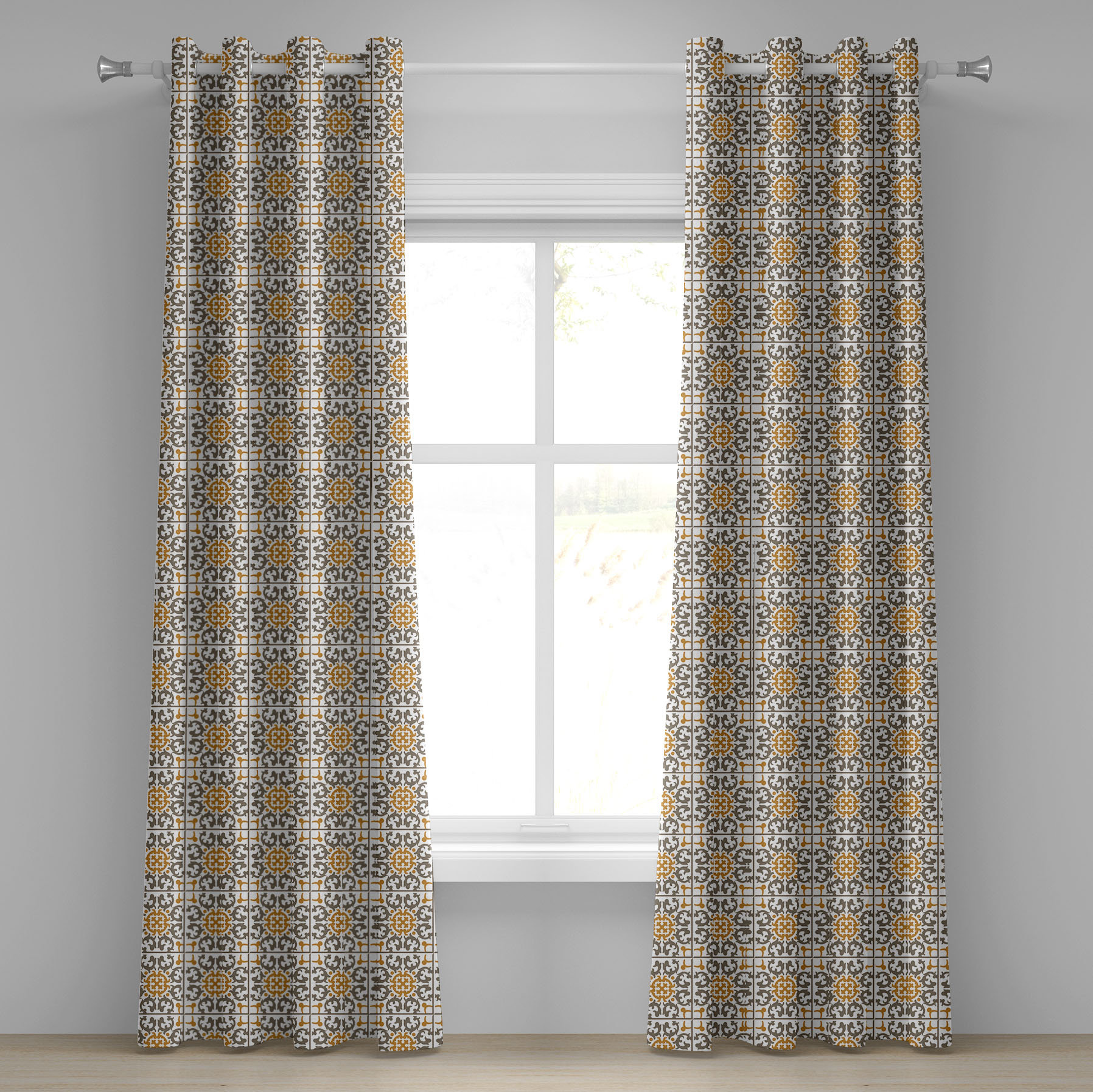 East Urban Home Turkish Pattern Grommet Curtain Decorative 2-Panel ...