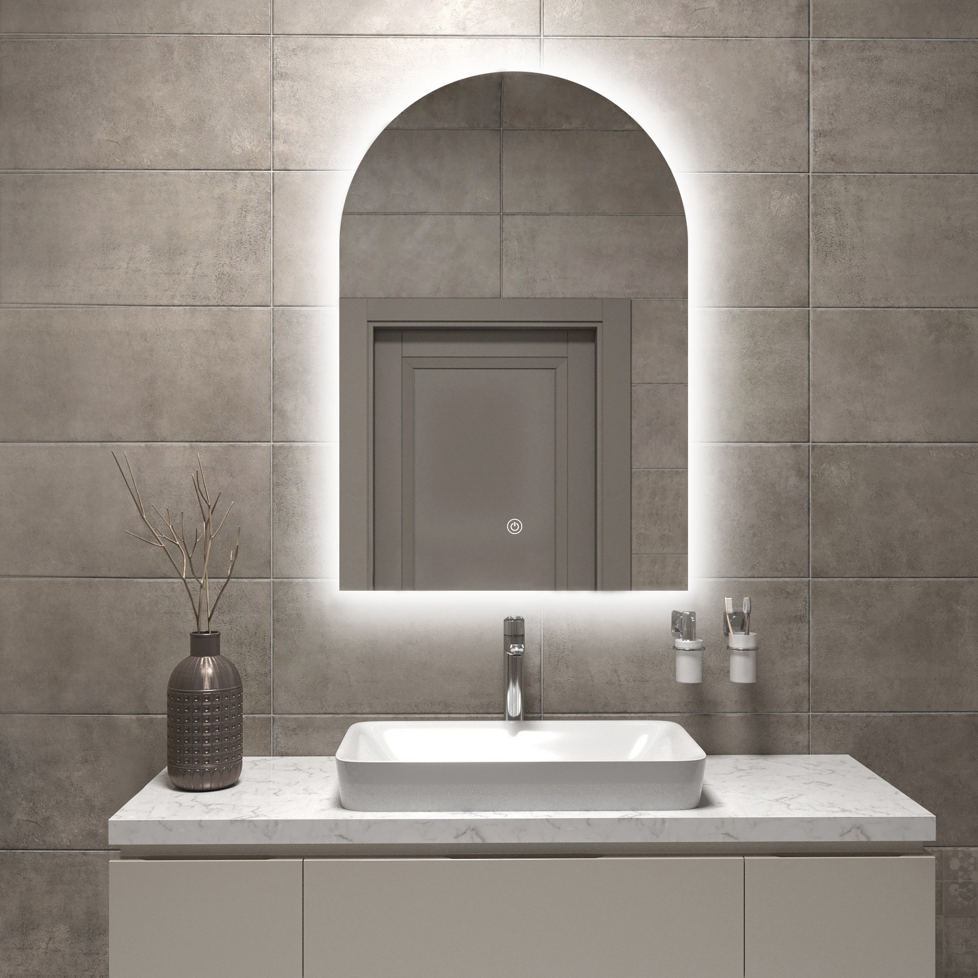 Ivy Bronx Chrystal LED Backlit Frameless Lighted Bathroom Vanity Mirror ...