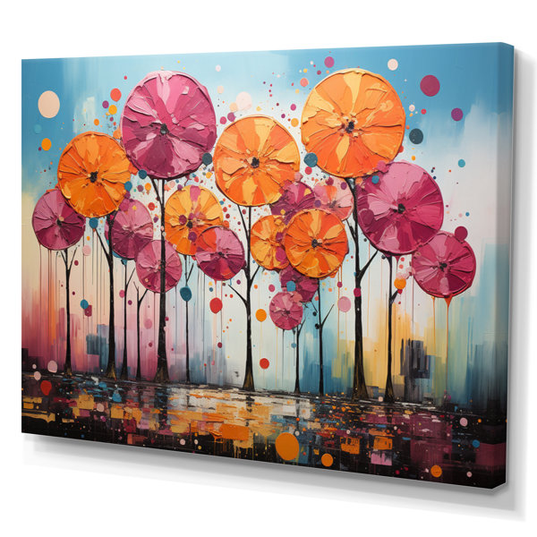 Red Barrel Studio® " Orange Pink Palm Trees Abstract IV " - Wayfair Canada