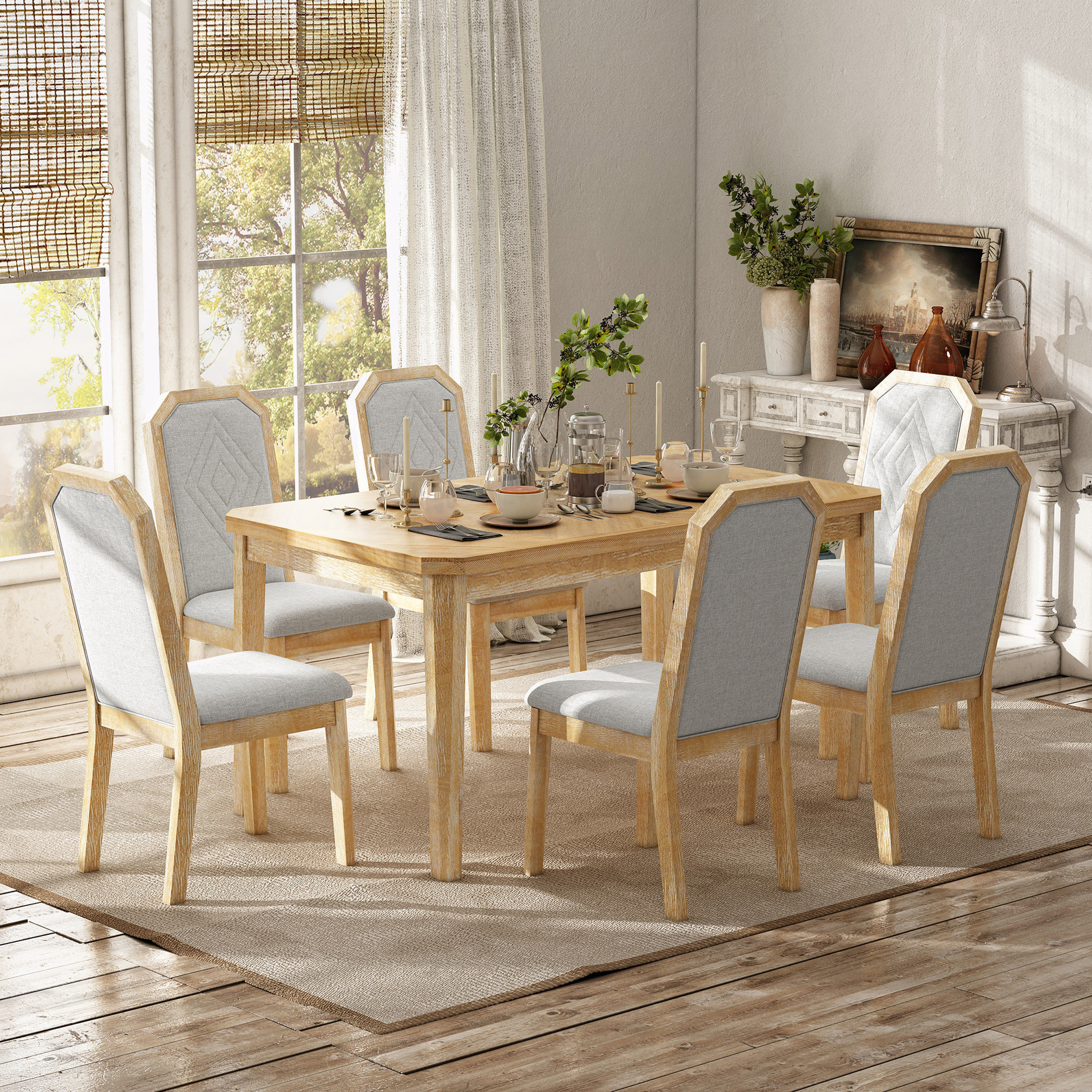 Red Barrel Studio® 7-Piece Farmhouse Dining Set | Wayfair