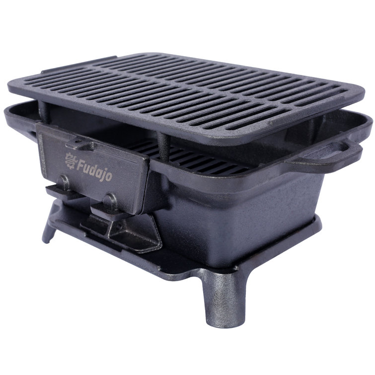 Ikkle Oval Cast Iron Grill Outdoor, Portable Charcoal Grill And ...