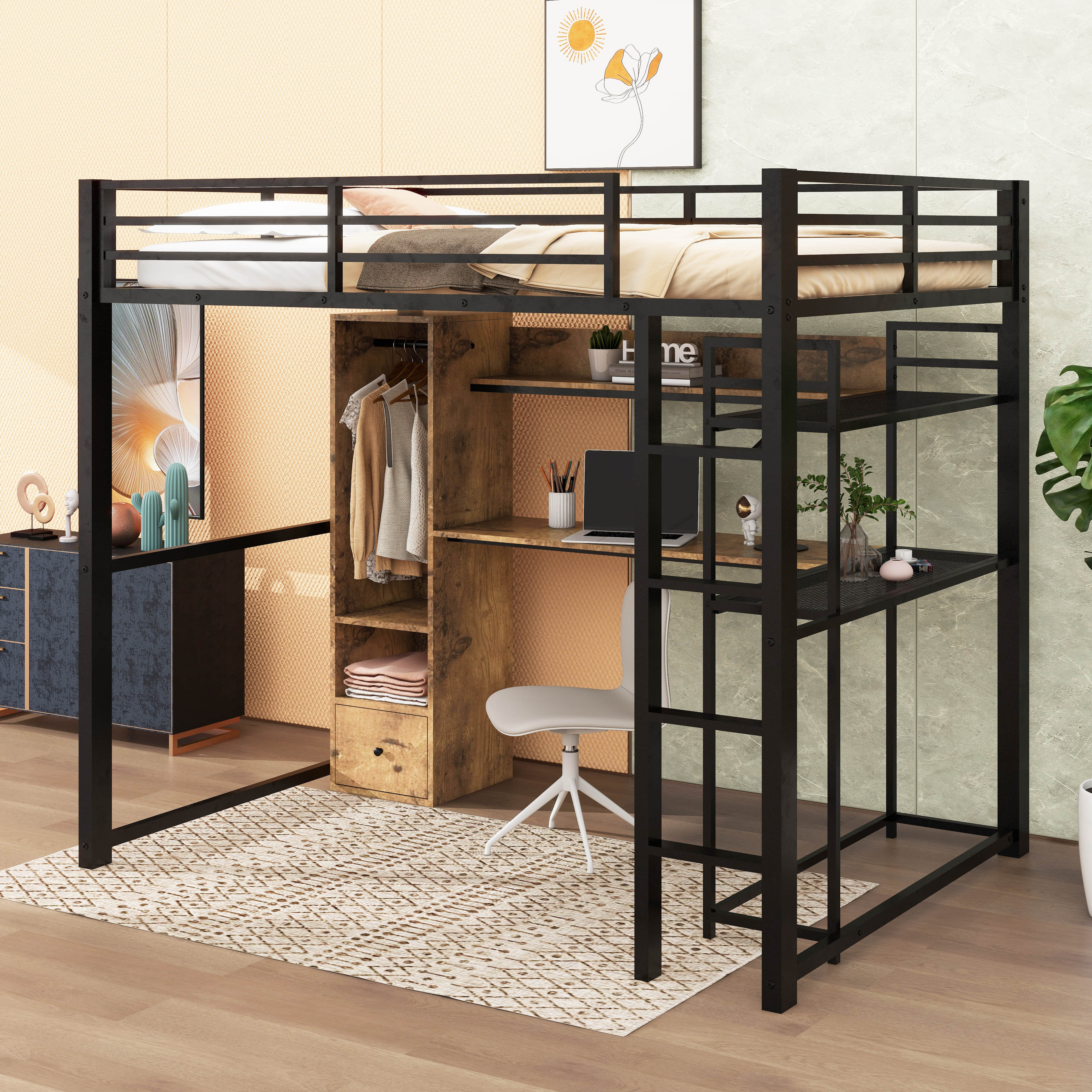 Mason & Marbles A Full-Sized Metal High-Sleeper Bed, Complete With An ...