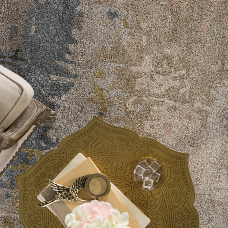 Ivy Bronx Fairmount Abstract Handmade Tufted Gray/Brown Area Rug ...