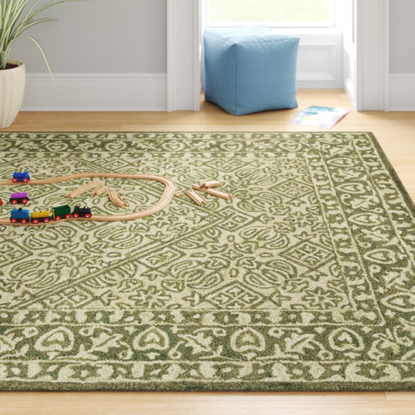 Lark Manor Ajdin Handmade Hand Tufted Green Rug | Wayfair