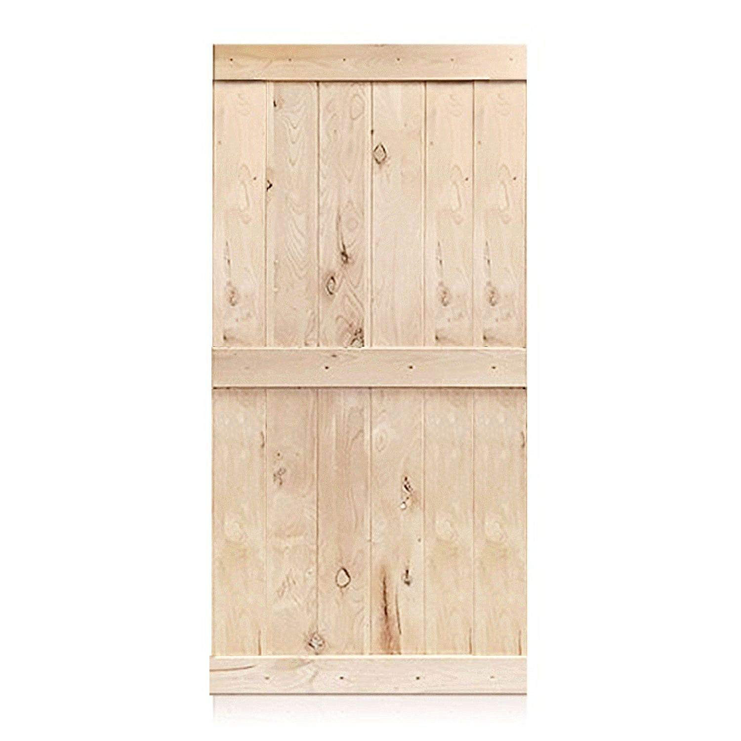 Homacer Paneled Wood Unfinished Barn Door without Installation Hardware ...