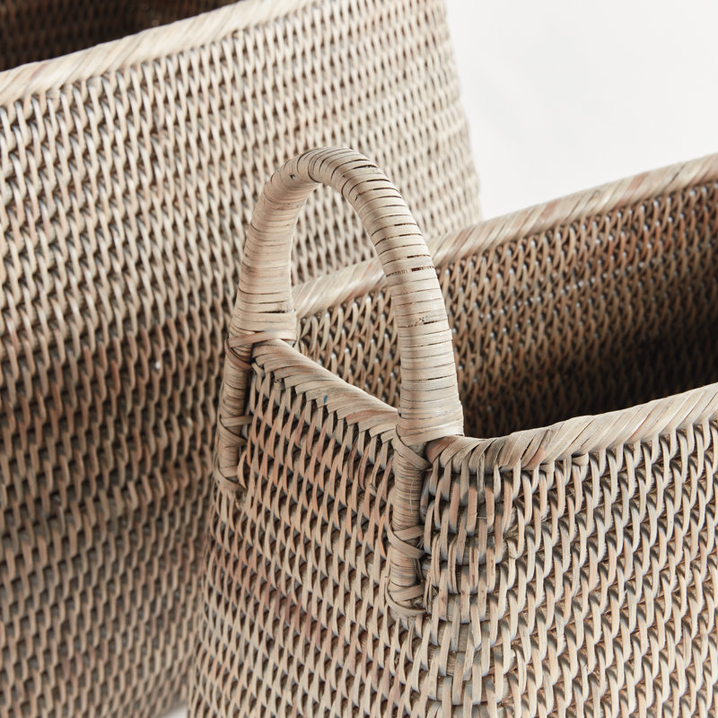Bayou Breeze Decotis RATTAN NARROW MAGAZINE BASKETS | Wayfair