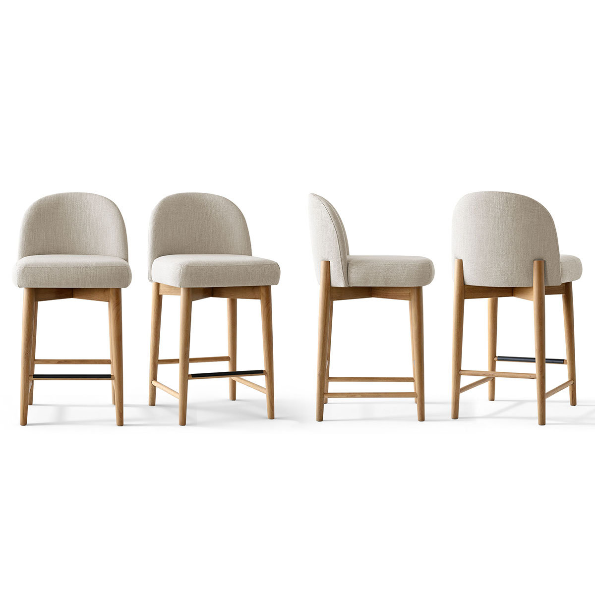 Bayou Breeze 25.5" Linen Counter Stools With Solid Wood Legs | Wayfair