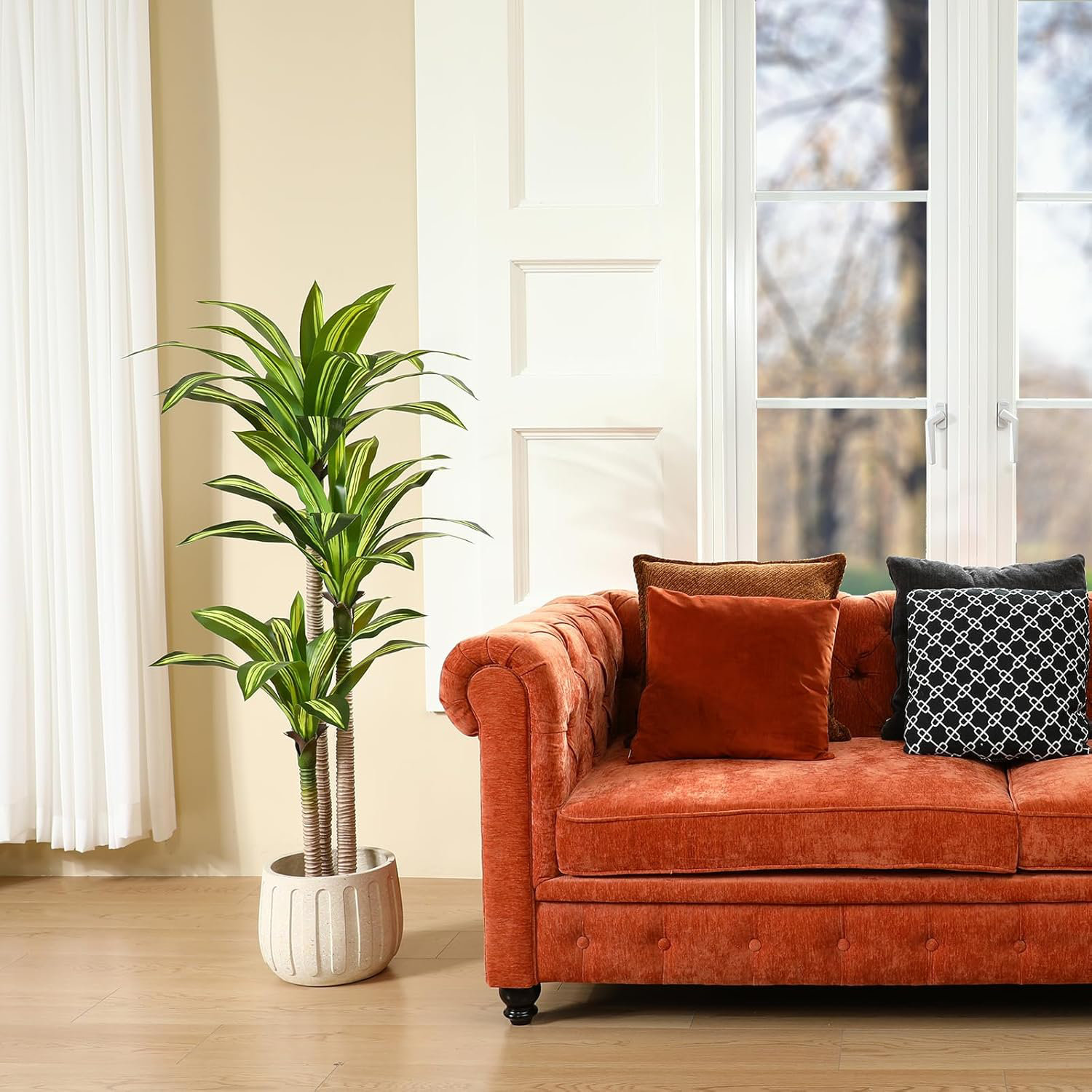 Corrigan Studio® Artificial Plants, 5 Ft Dracaena Tree Faux Plants ...