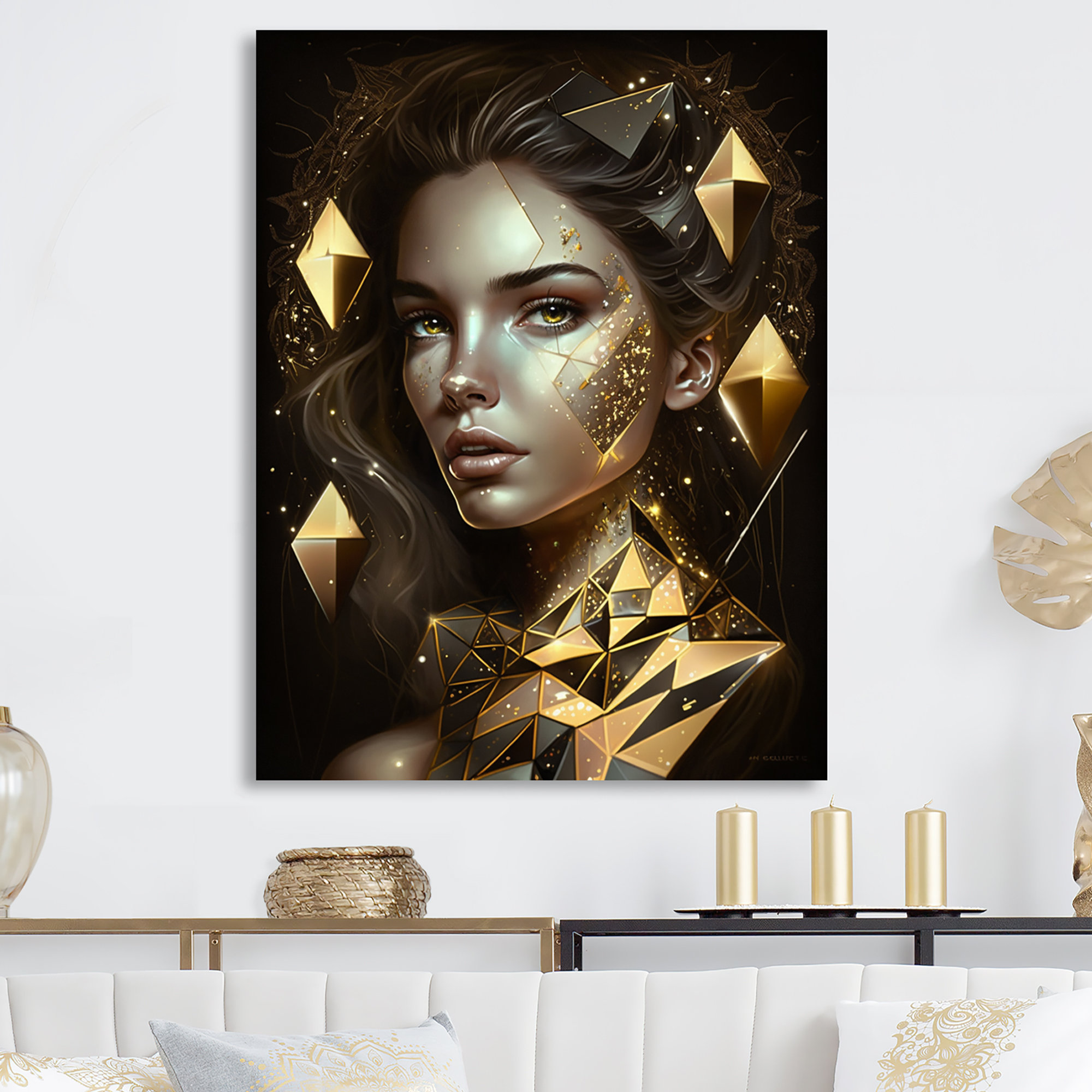 Mercer41 Gold Crystal Female Portrait IV - Unframed Graphic Art on ...