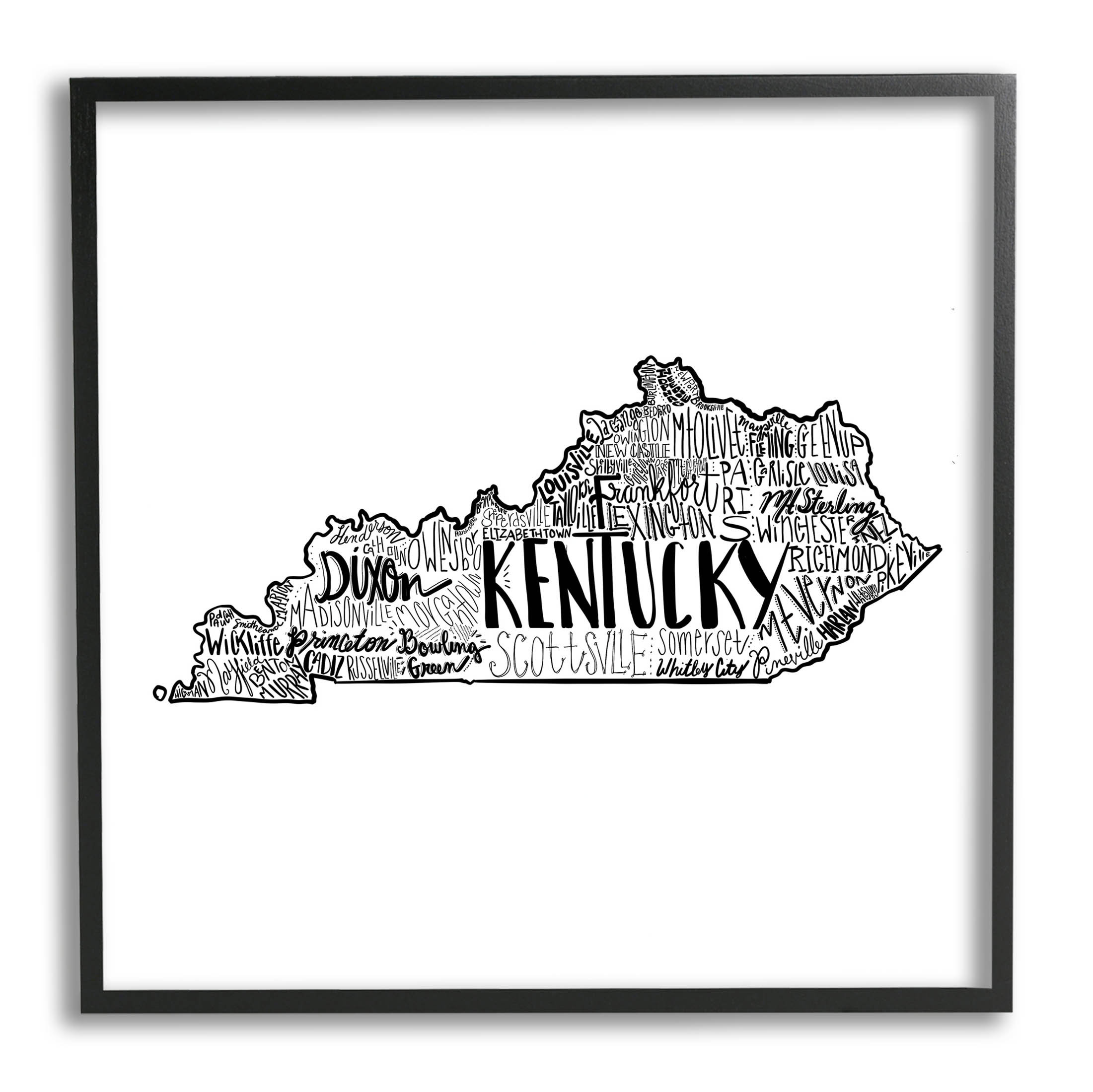 Stupell Industries Kentucky State Shape Typography Map Framed Giclee ...