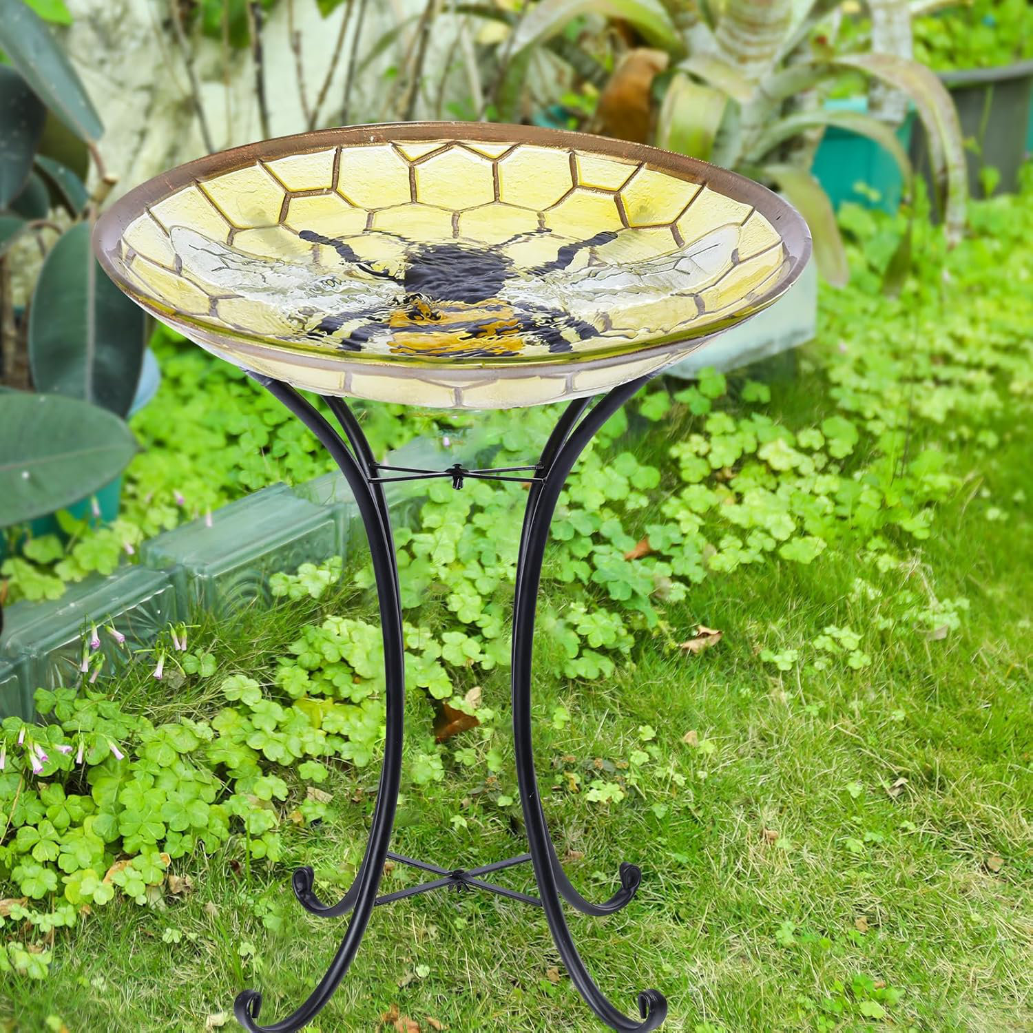 Rosalind Wheeler Bird Baths For Outdoors ,Bee Large Glass Bird Bath ...