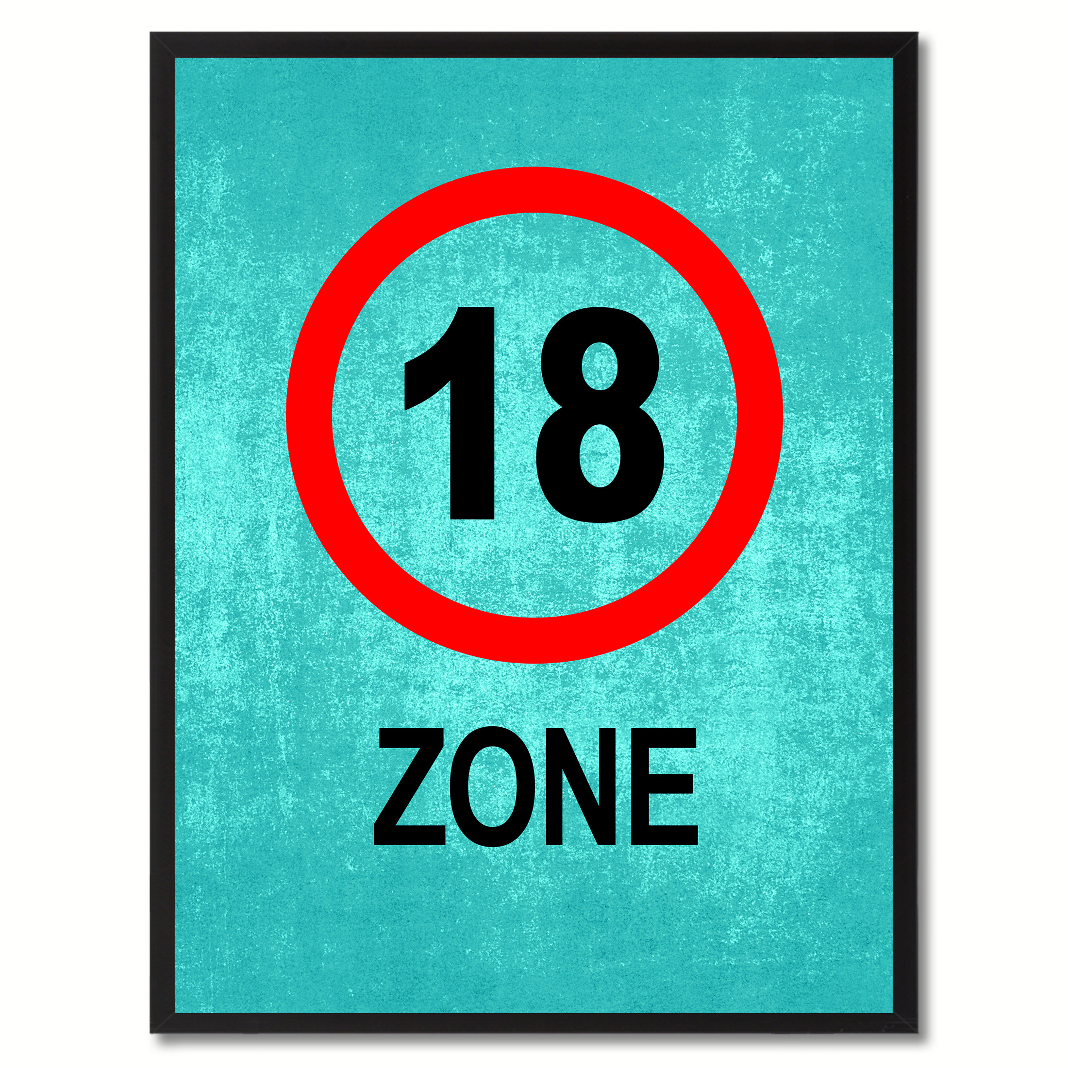 Trinx 18 Zone Sign Aqua Print on Canvas with Picture Frame, 28x37 | Wayfair