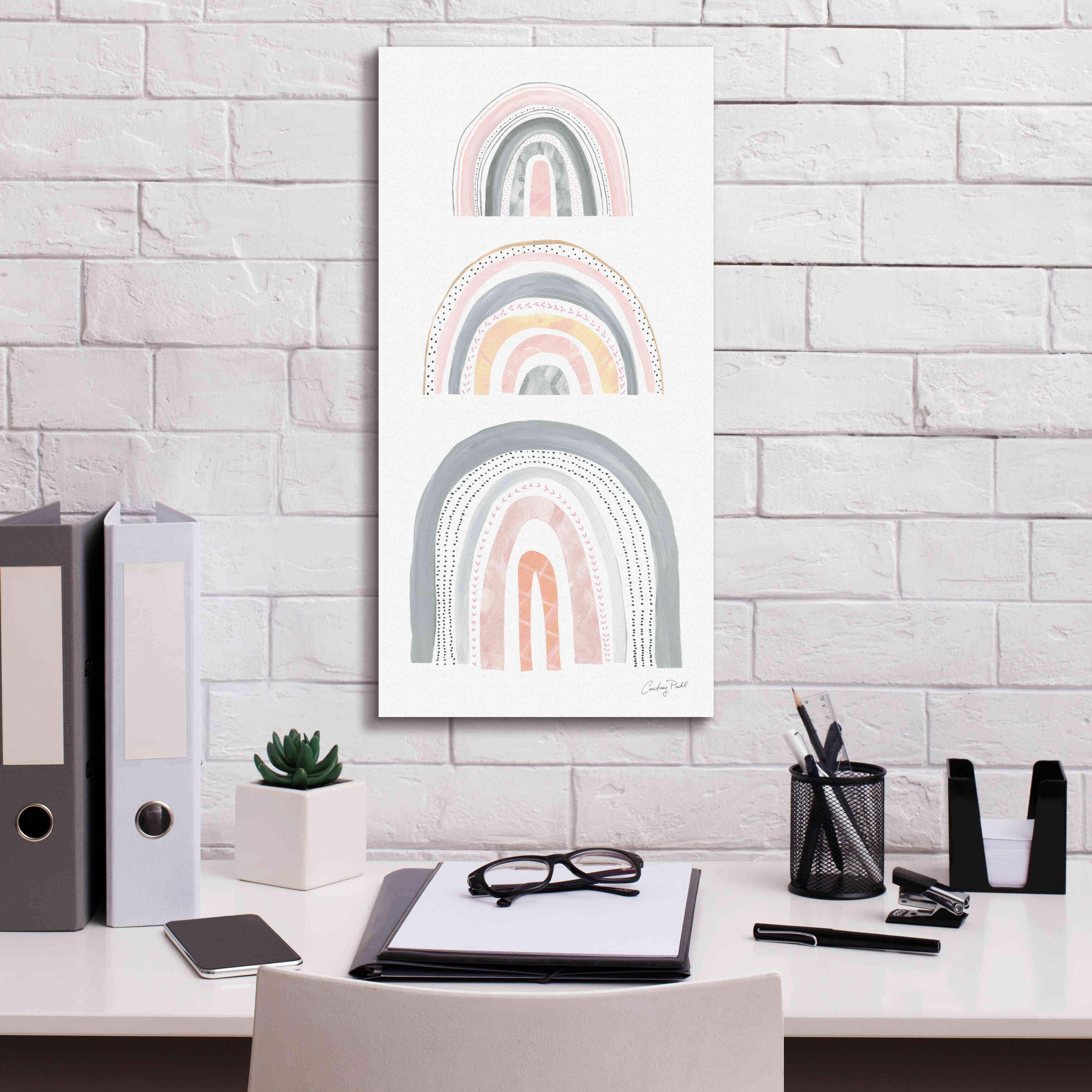 Ivy Bronx Patin Boho Rainbow V On Canvas by Courtney Prahl Print | Wayfair