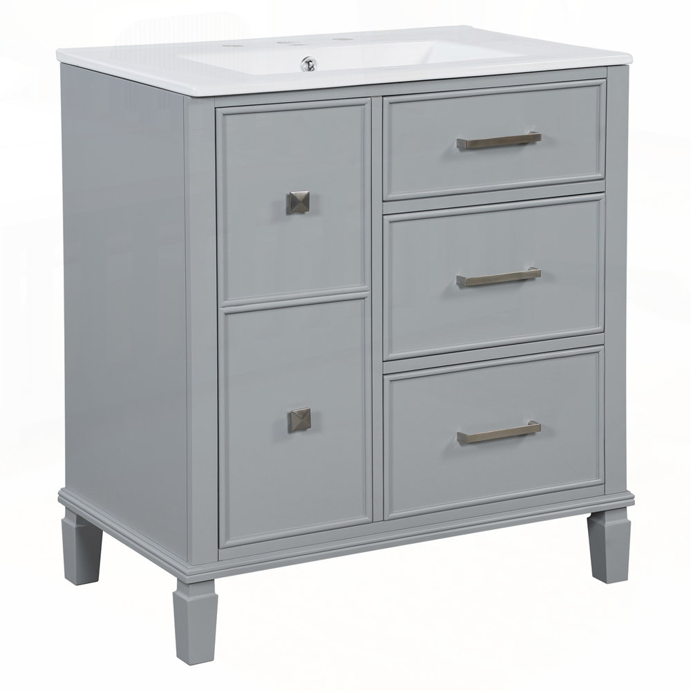Ebern Designs Sophisticated Bathroom Vanity with Innovative Drawer and ...