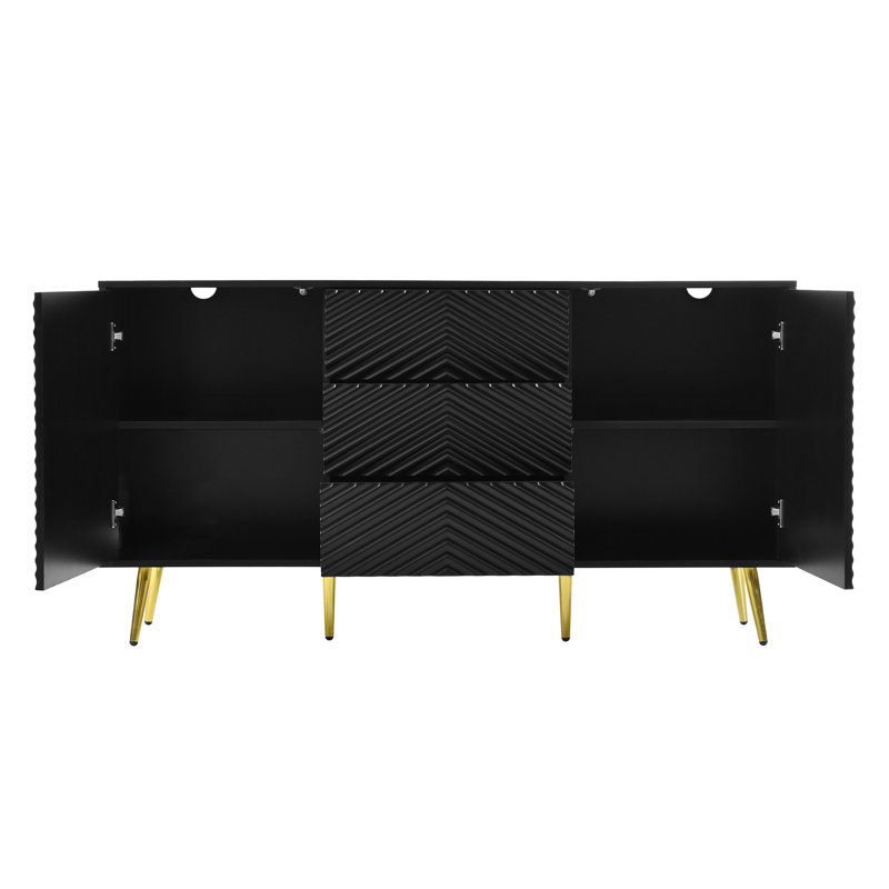 Mercer41 Modern Sideboard With Geometric Line Design | Wayfair