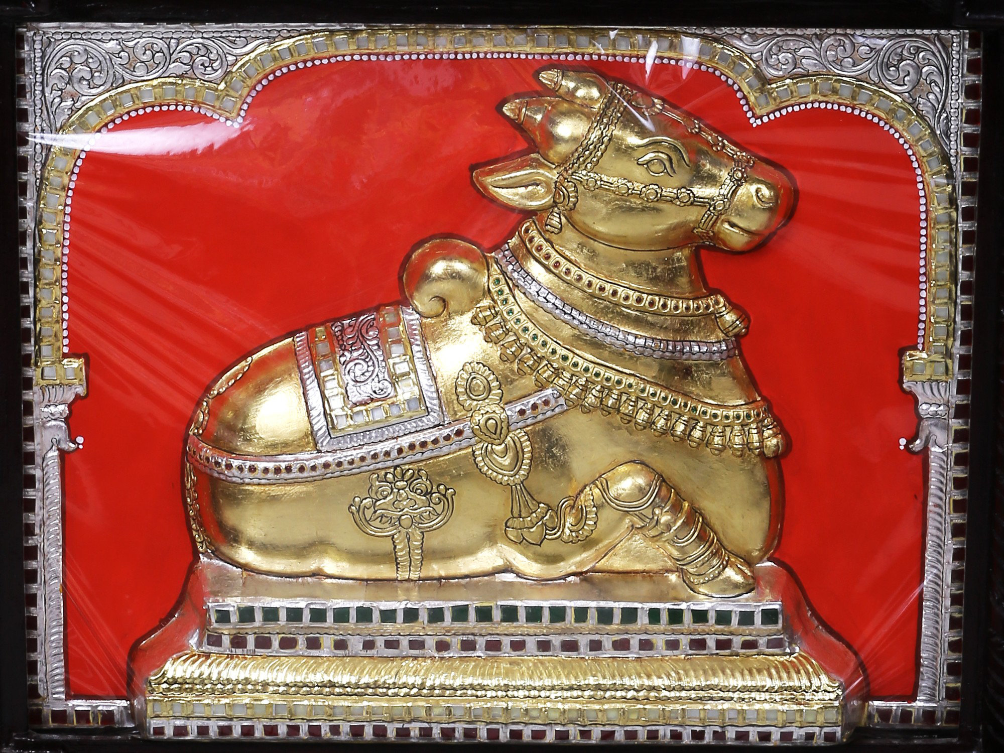 Exotic India Nandi (Vahana Of Lord Shiva) | Traditional Colors With 24K ...