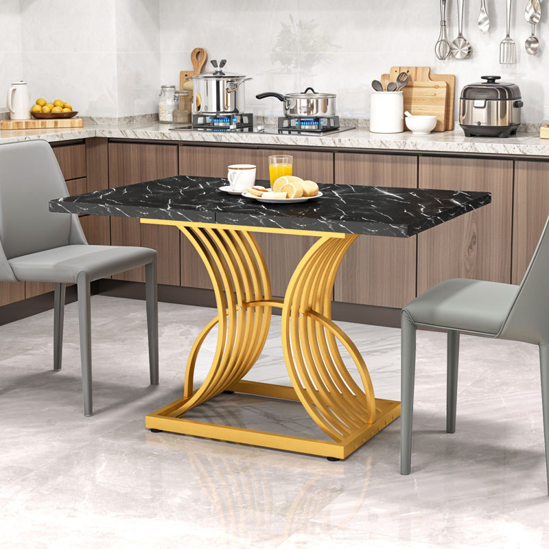 Mercer41 47 inch Modern Chic Dining Table With Unique Pedestal Legs ...